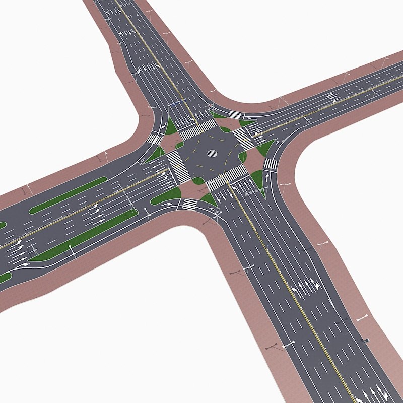 Highway Intersection Model TurboSquid 1487595
