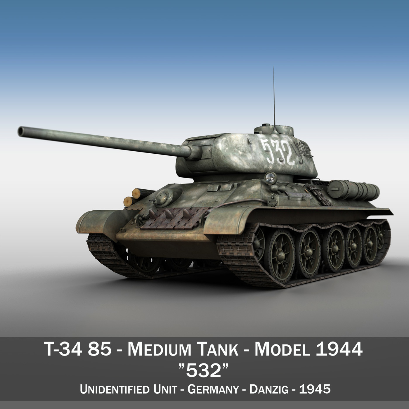 T-34 85 - tanque médio soviético - 532 Modelo 3D - TurboSquid 1488086