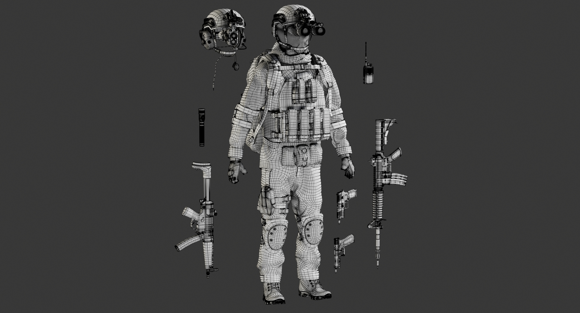 modèle 3D de Uniforme militaire noir avec équipement - TurboSquid 1489240