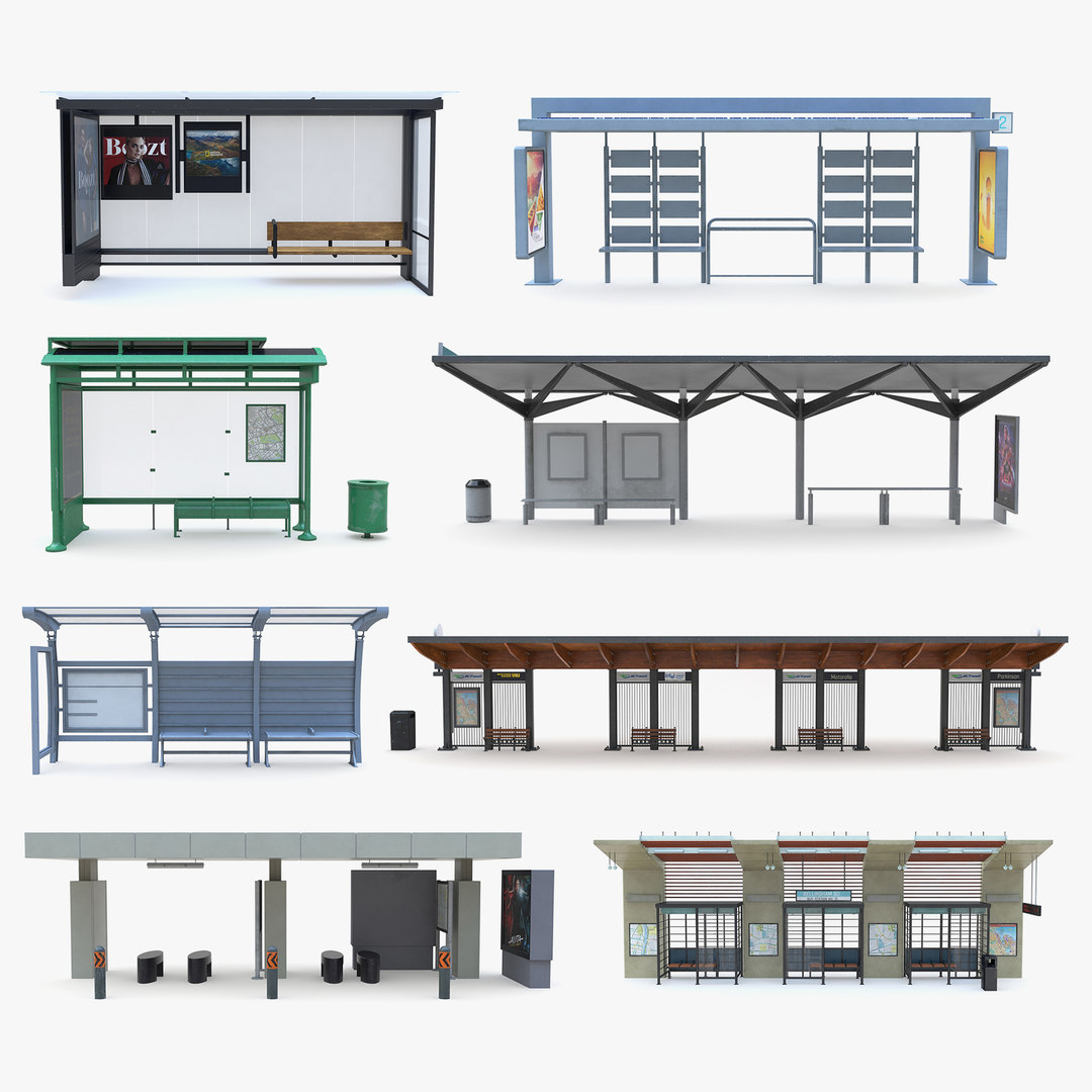 9 bus stop model - TurboSquid 1490229