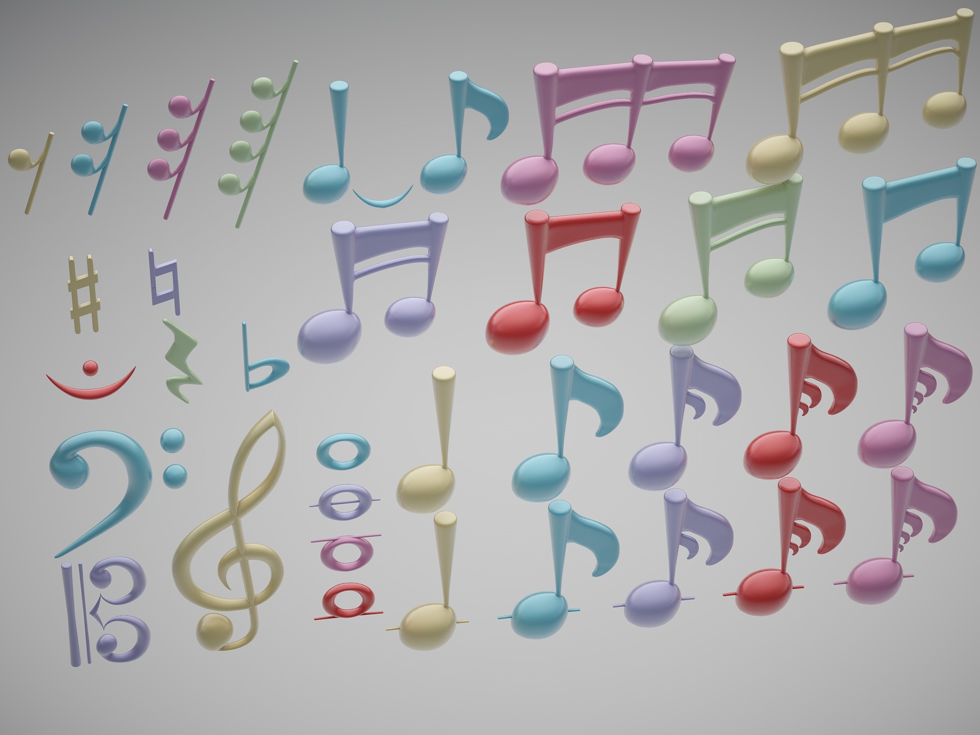 Music notes 3D model - TurboSquid 1490347