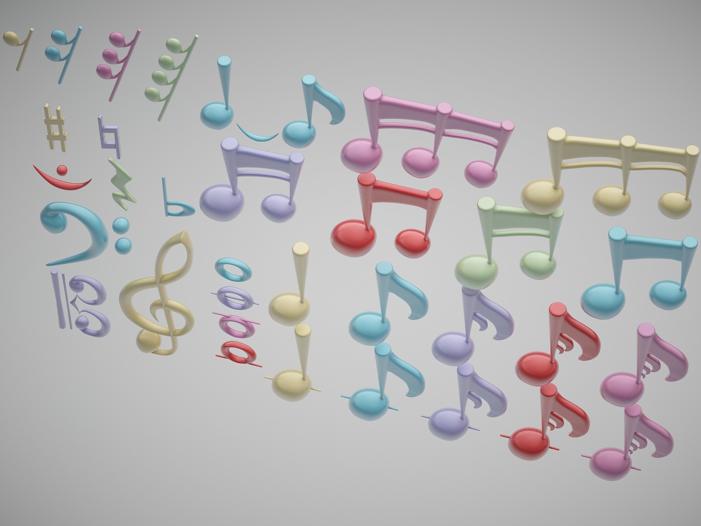 Music notes 3D model - TurboSquid 1490347