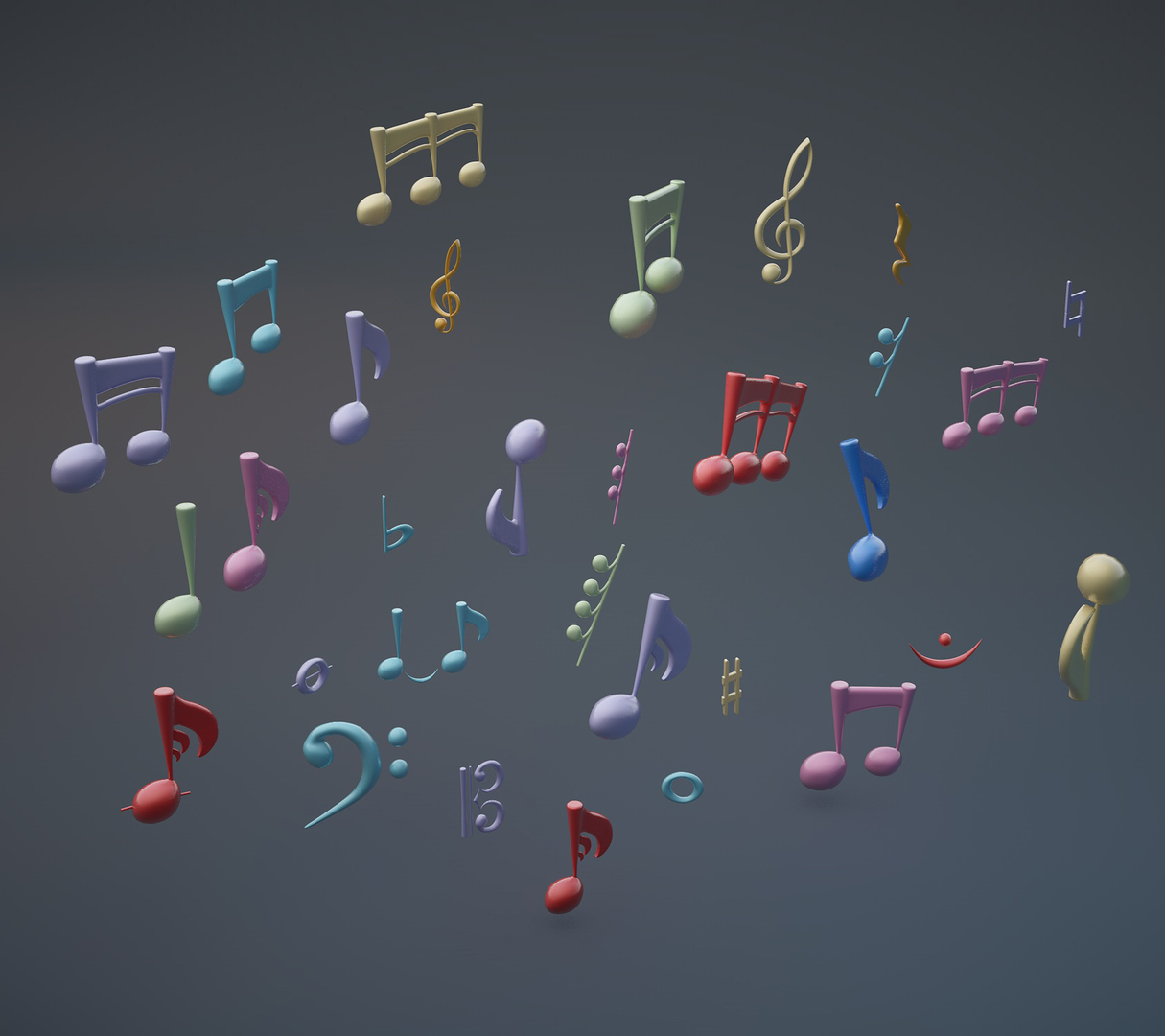 Music notes 3D model - TurboSquid 1490347