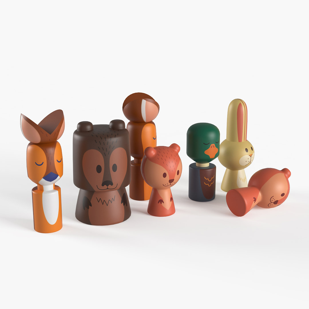 3D wooden forest animals model - TurboSquid 1491004