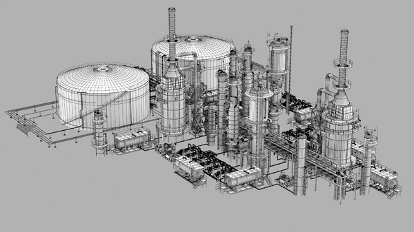 3D oil refinery model - TurboSquid 1491260