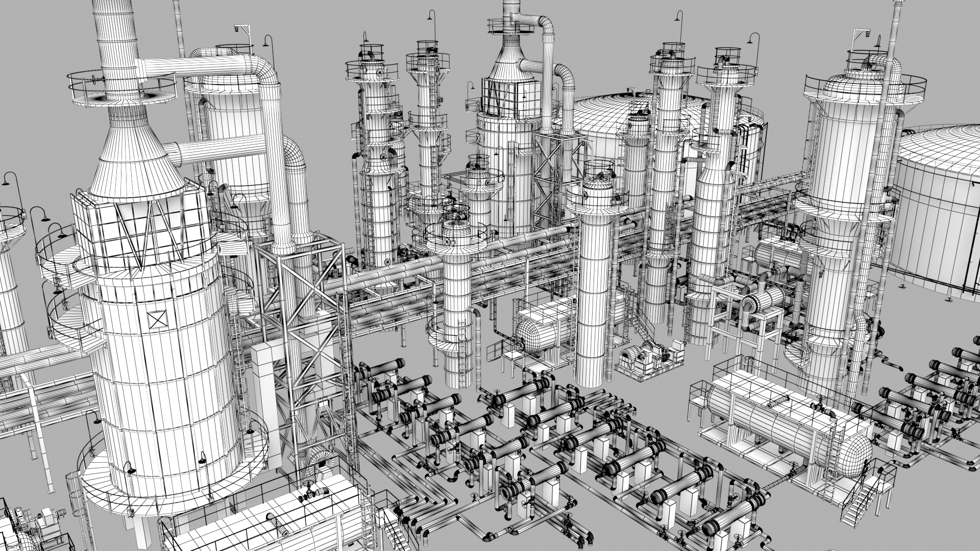 3D oil refinery model - TurboSquid 1491260