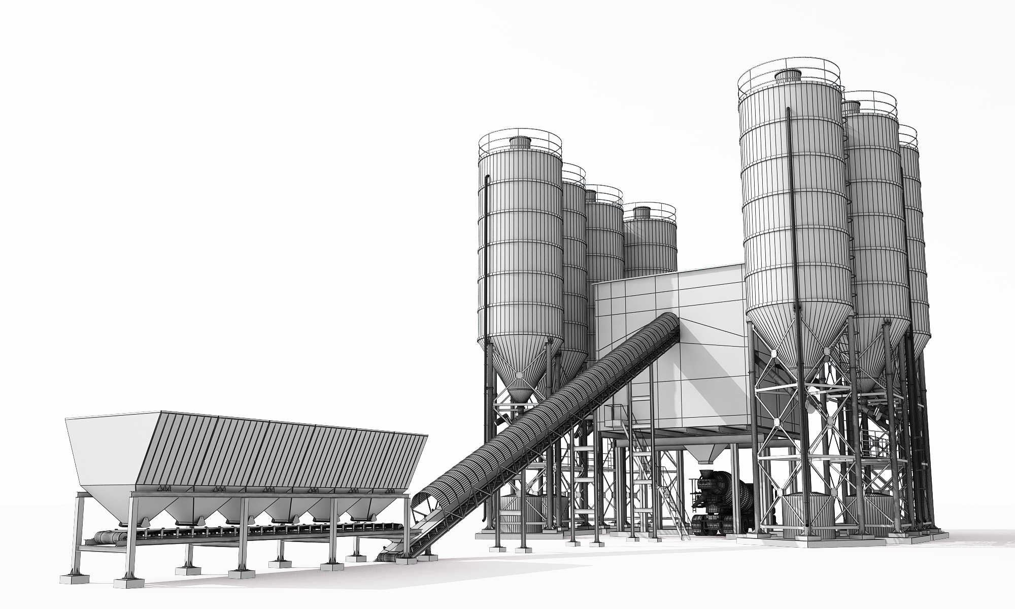 Concrete batching plant 3D model - TurboSquid 1491362