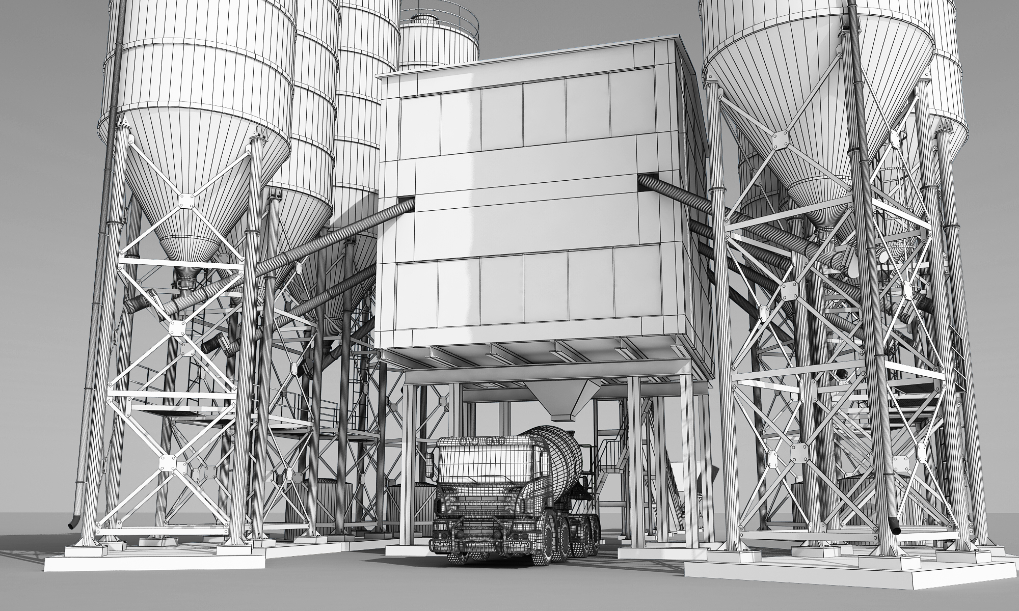 Concrete batching plant 3D model - TurboSquid 1491362
