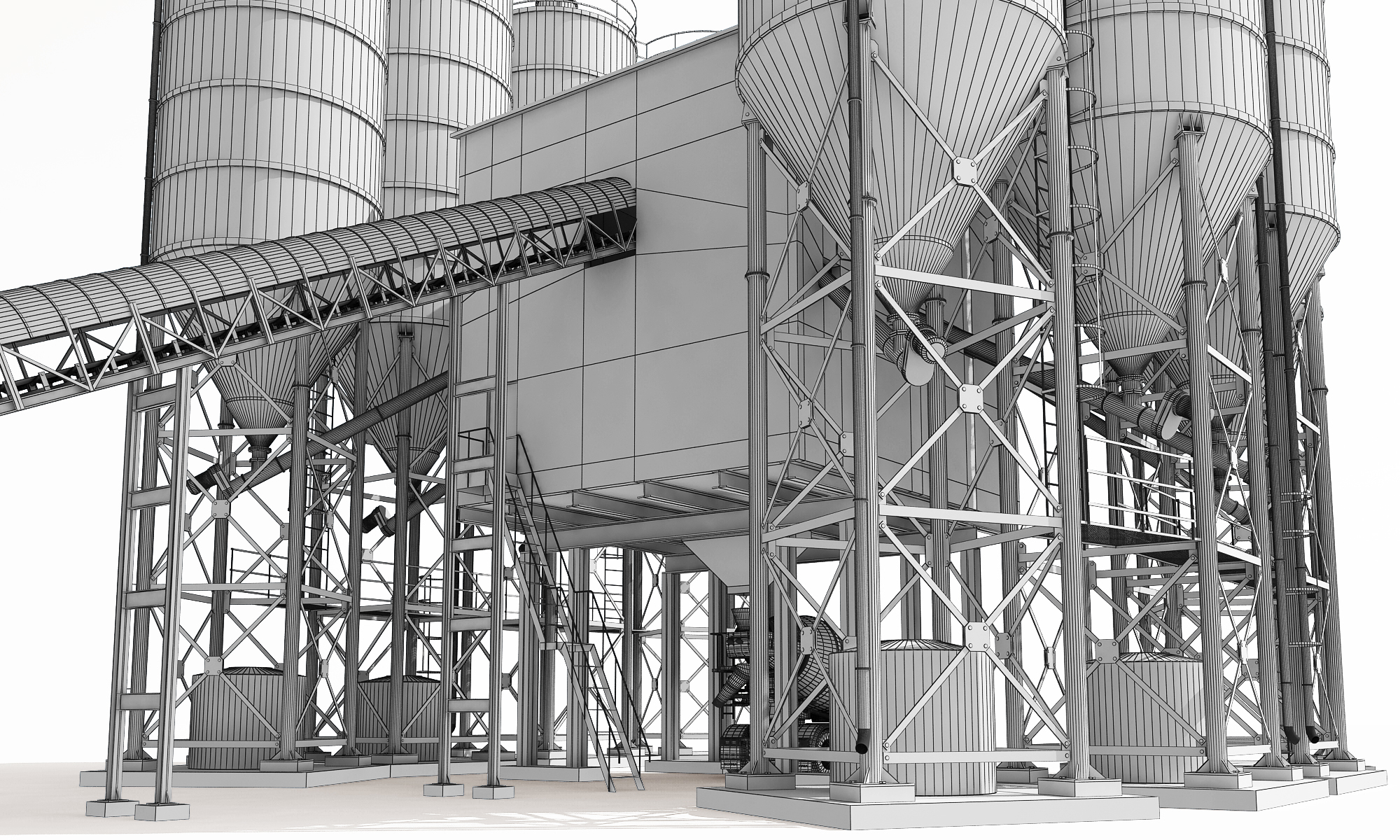 Concrete batching plant 3D model - TurboSquid 1491362