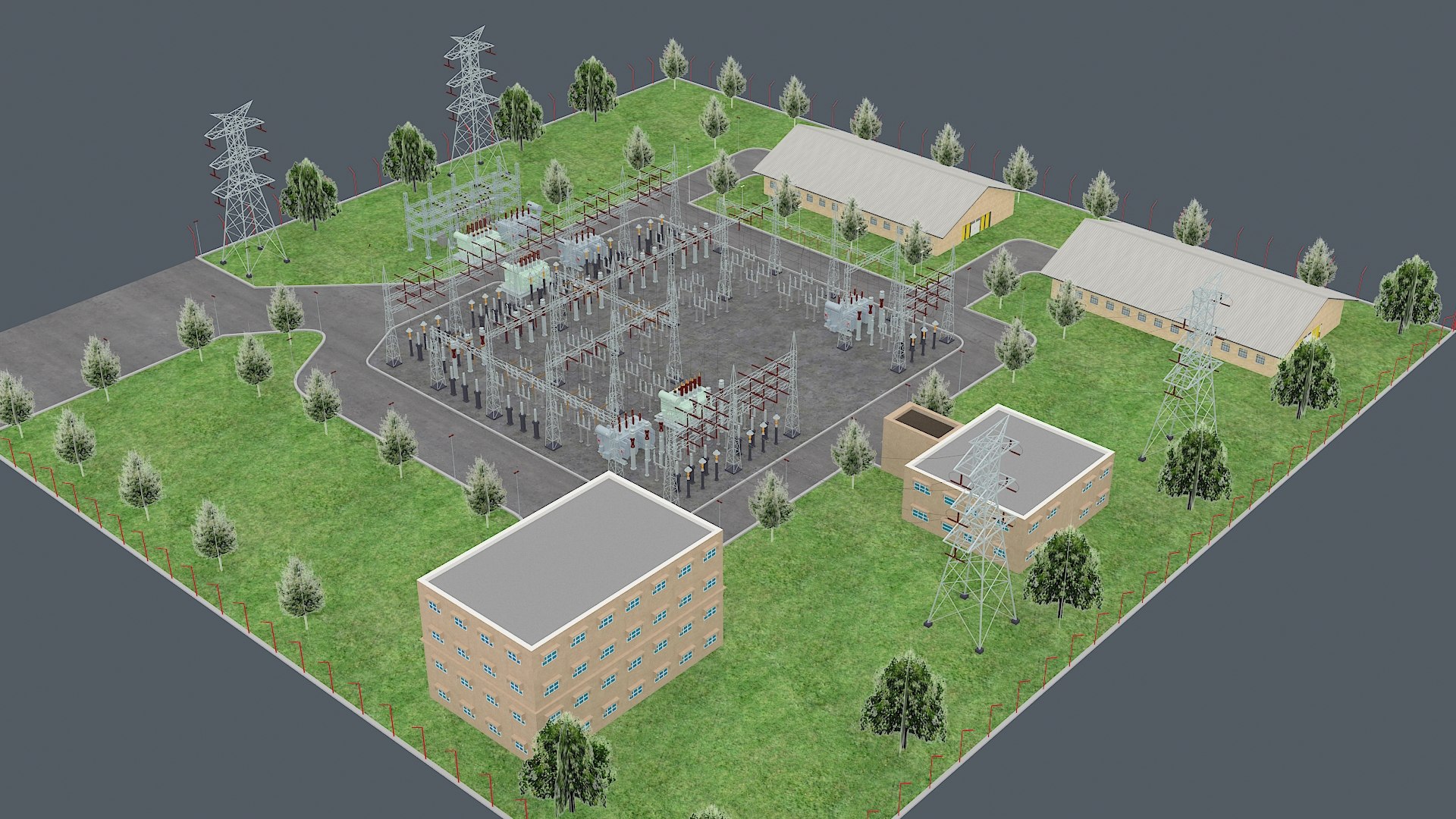 3D electrical substation model - TurboSquid 1491472