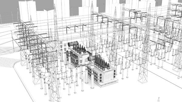 3D electrical substation model - TurboSquid 1491472
