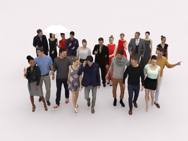 modelo 3d 20x MEZCLA DE MULTITUDES ELEGANTES BAJAS POLY CASUAL ...