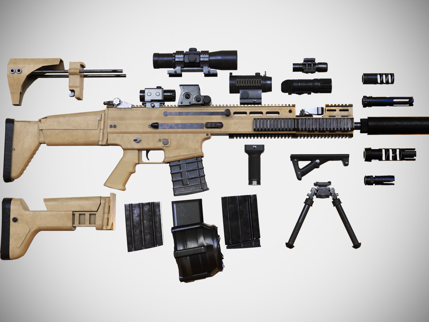 Fn scar - details model - TurboSquid 1491502