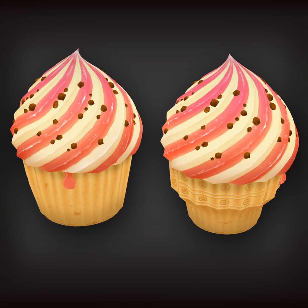 3D model low-poly set cupcakes - TurboSquid 1491912
