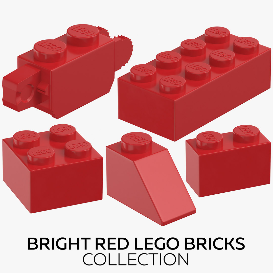 3D bright red lego bricks - TurboSquid 1492395