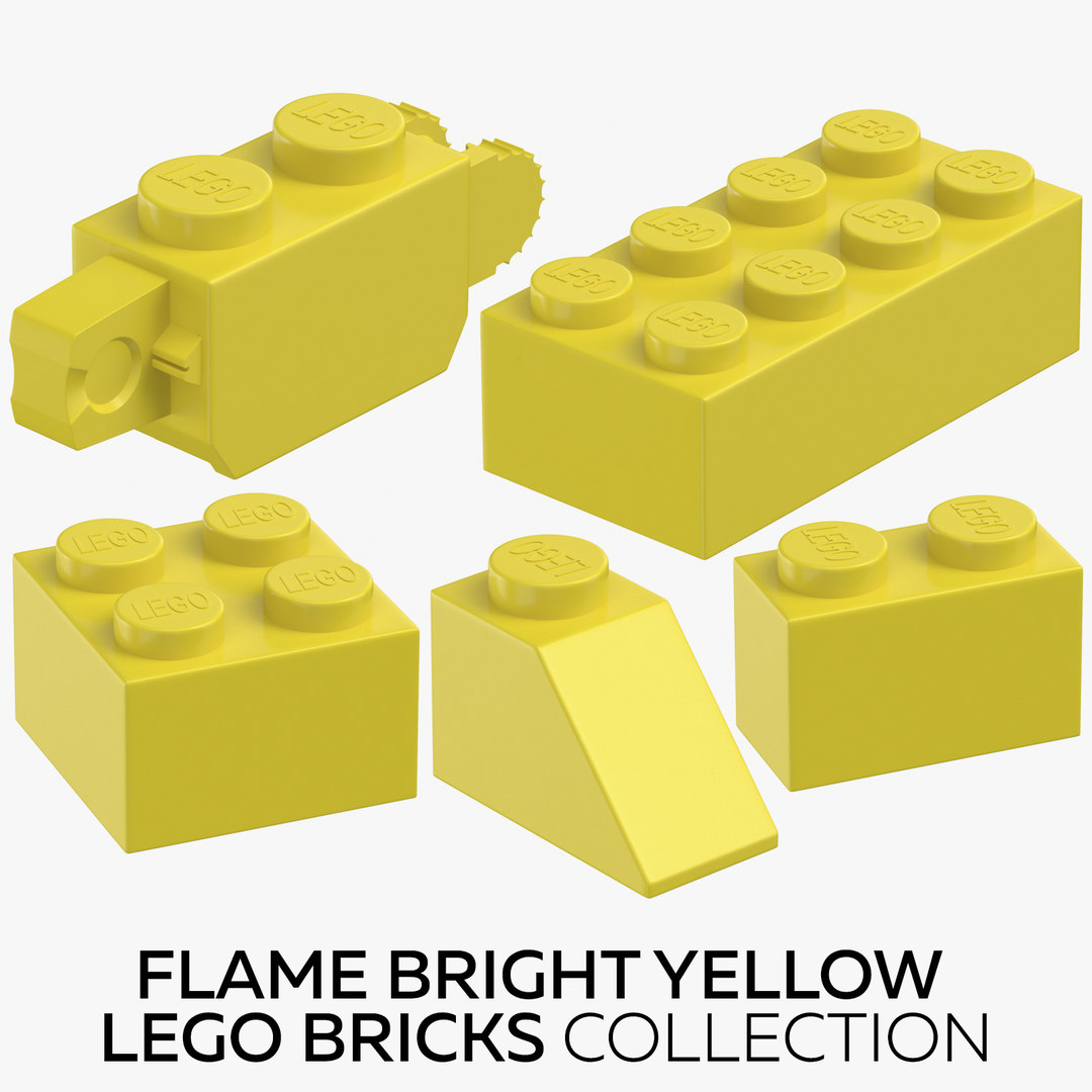 3D flame bright yellow lego bricks - TurboSquid 1492416