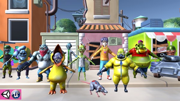 Cartoon zombie pack unity model - TurboSquid 1492898