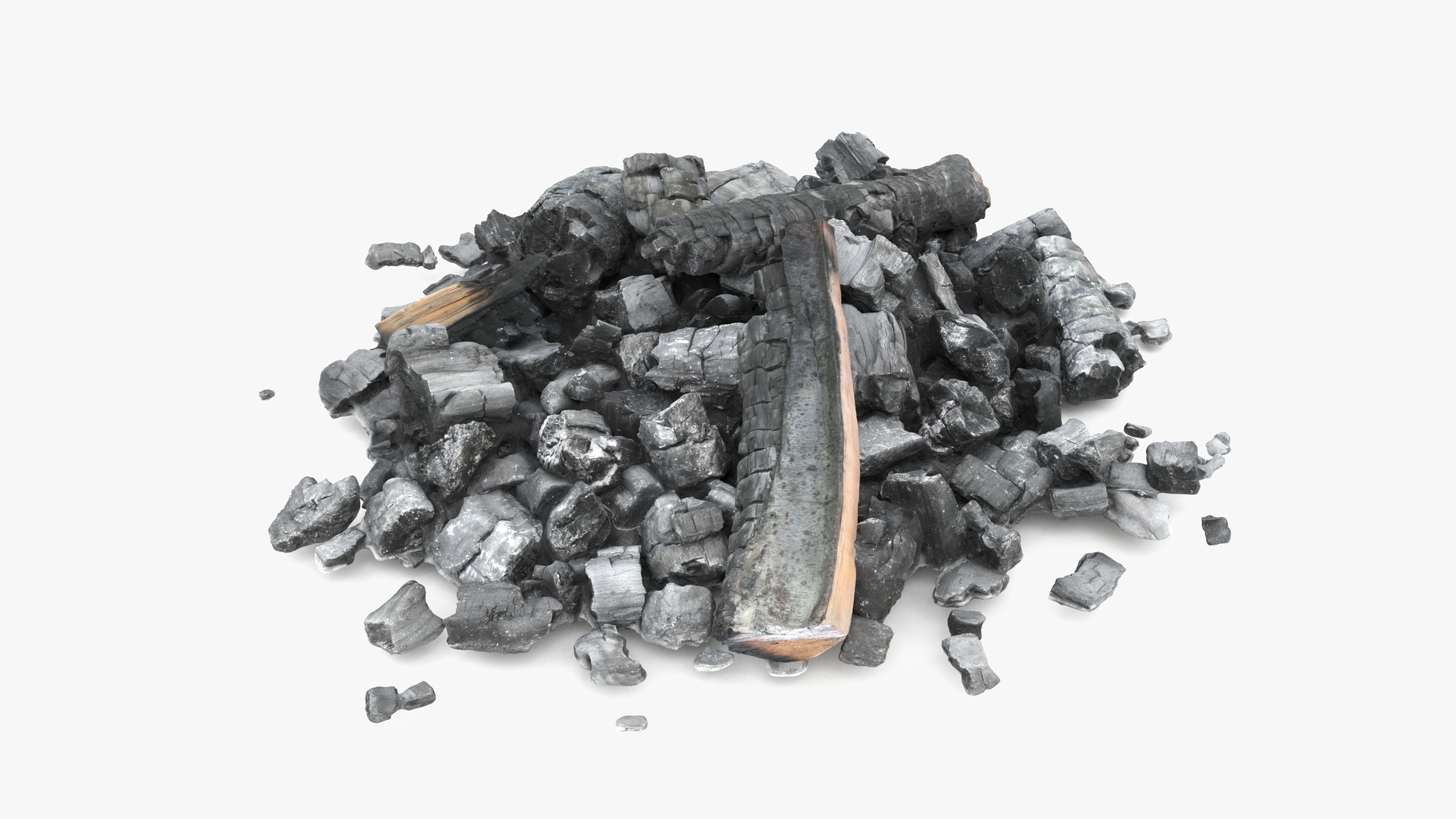 3d modo log burned ashes model