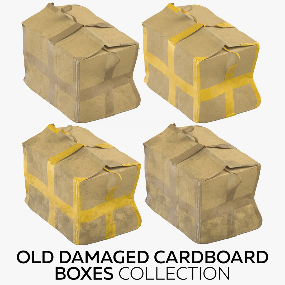 Old damaged cardboard boxes model - TurboSquid 1493034