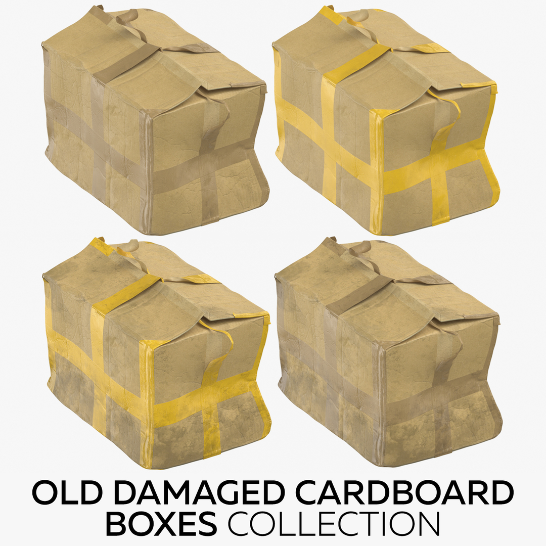 Old damaged cardboard boxes model - TurboSquid 1493034