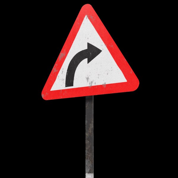 Right hand curve roadsign model - TurboSquid 1494188