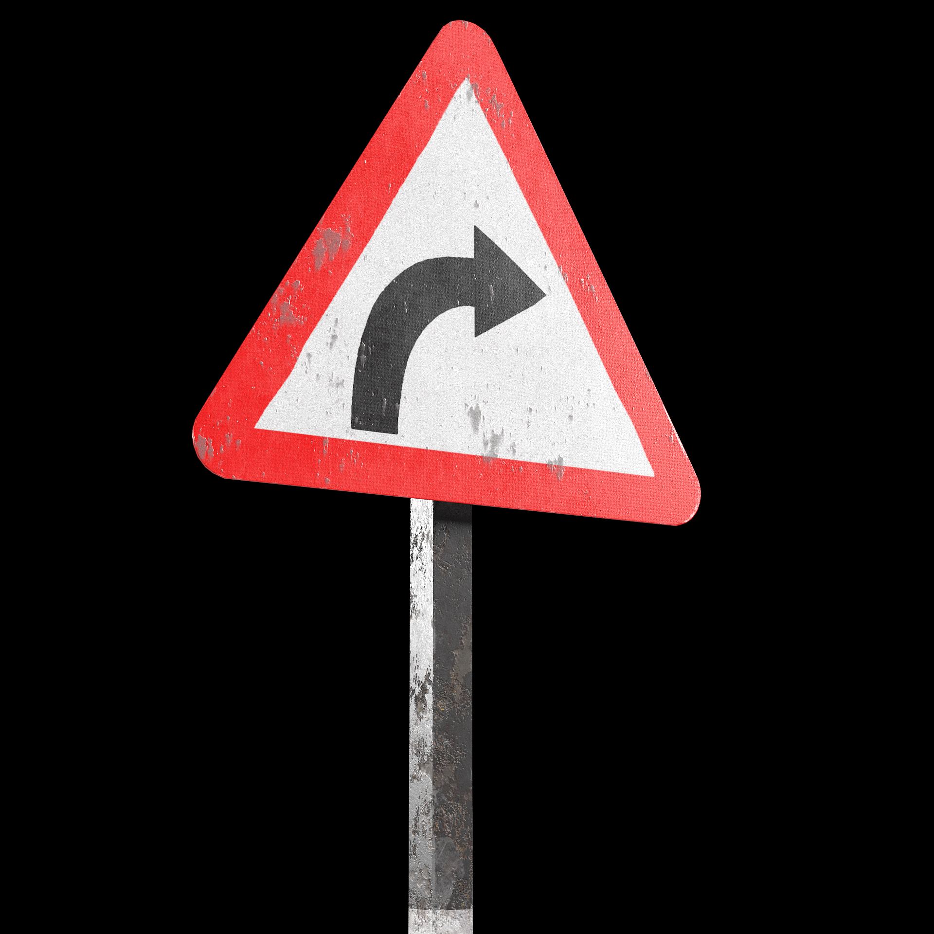 Right hand curve roadsign model - TurboSquid 1494188