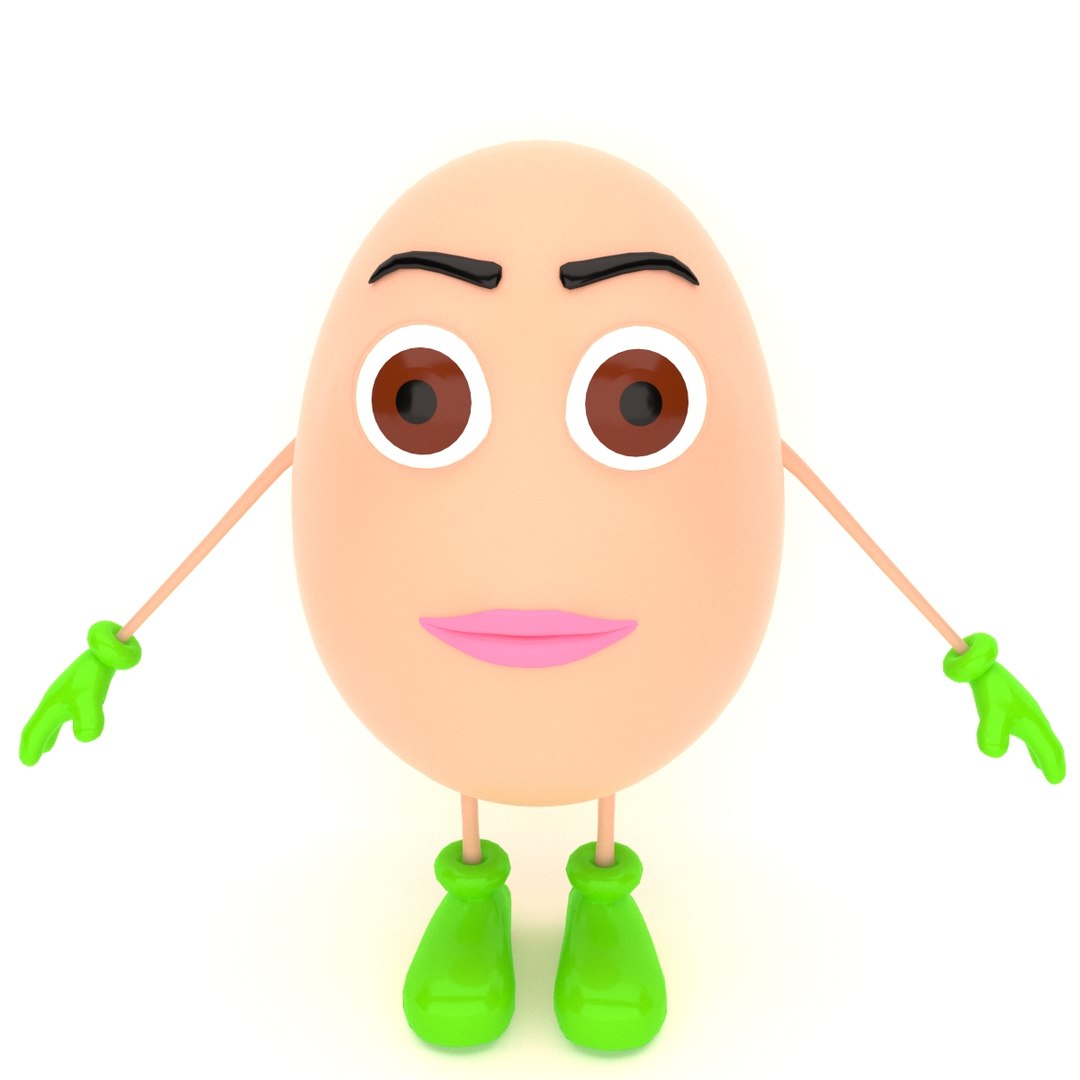 Egg cartoon character model - TurboSquid 1495474