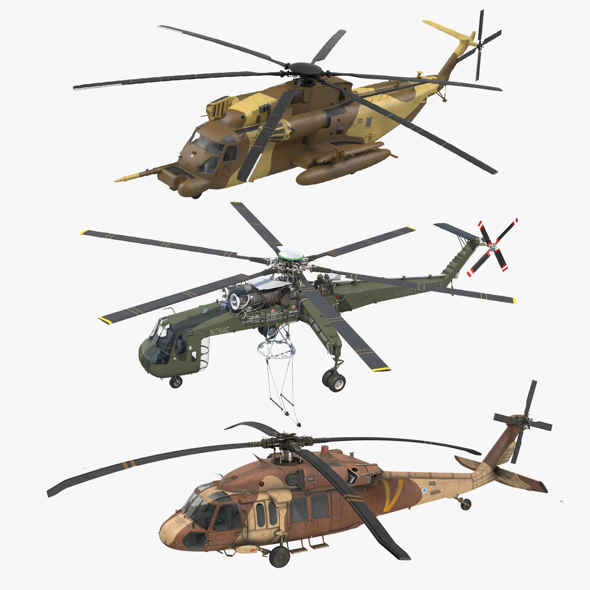 Sikorsky military rigged helicopters 3D model - TurboSquid 1495599