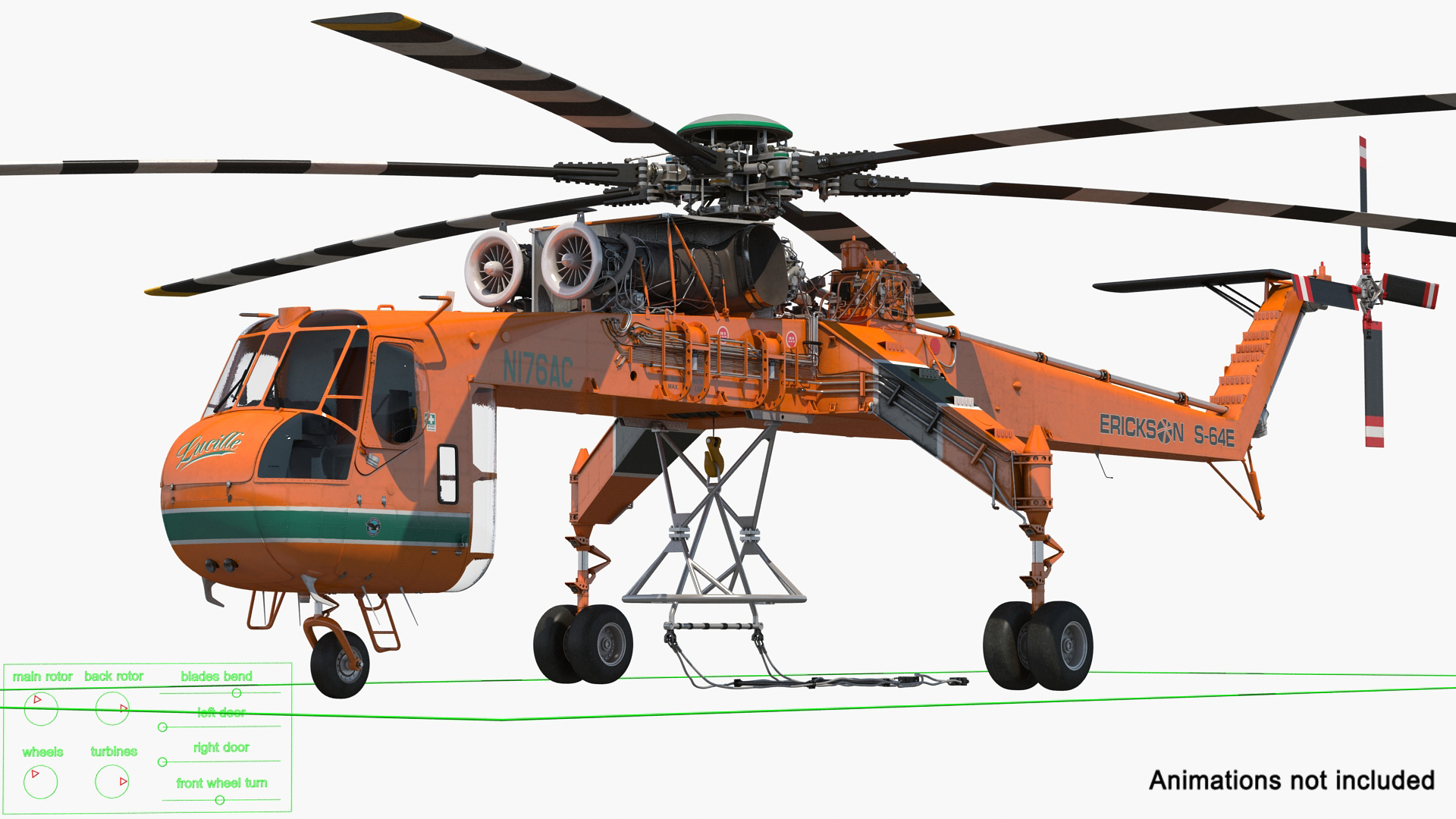 Sikorsky s-64 skycrane helicopter 3D model - TurboSquid 1495746