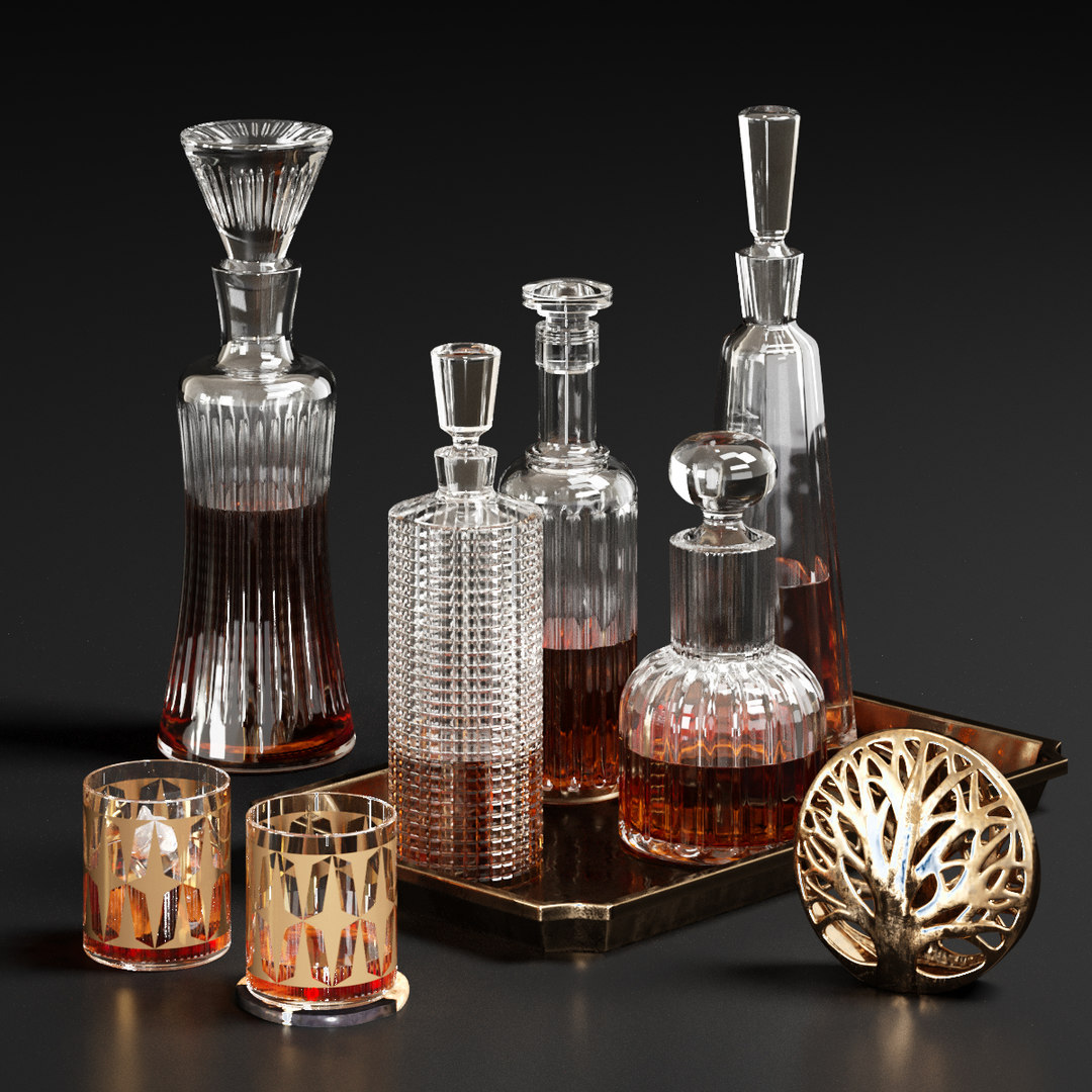 Glass decanters set 3D - TurboSquid 1495762