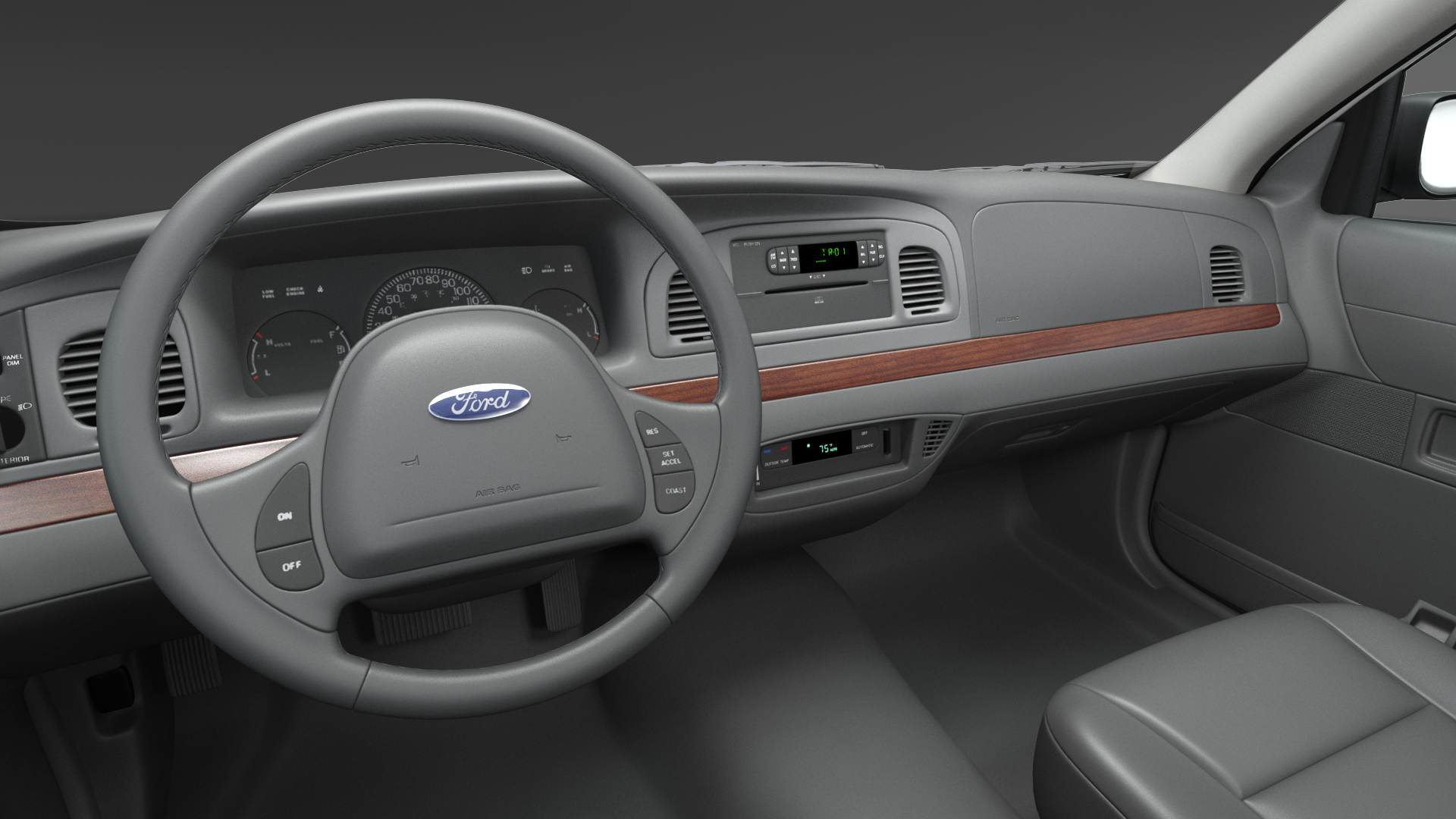 modèle 3D de Ford Crown Victoria Police Car NYPD Intérieur simple ...