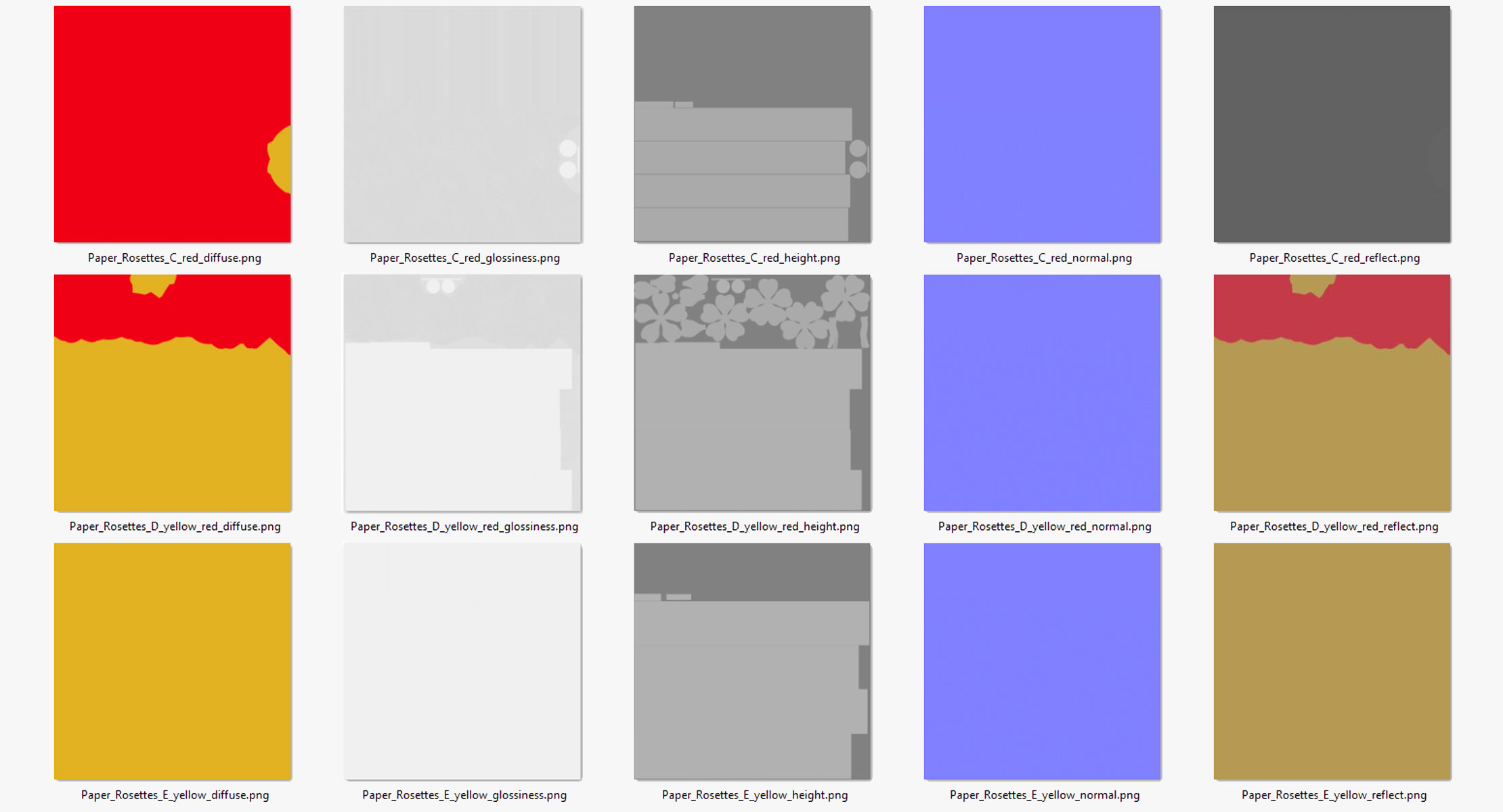 Red gold paper rosettes 3D model - TurboSquid 1499756