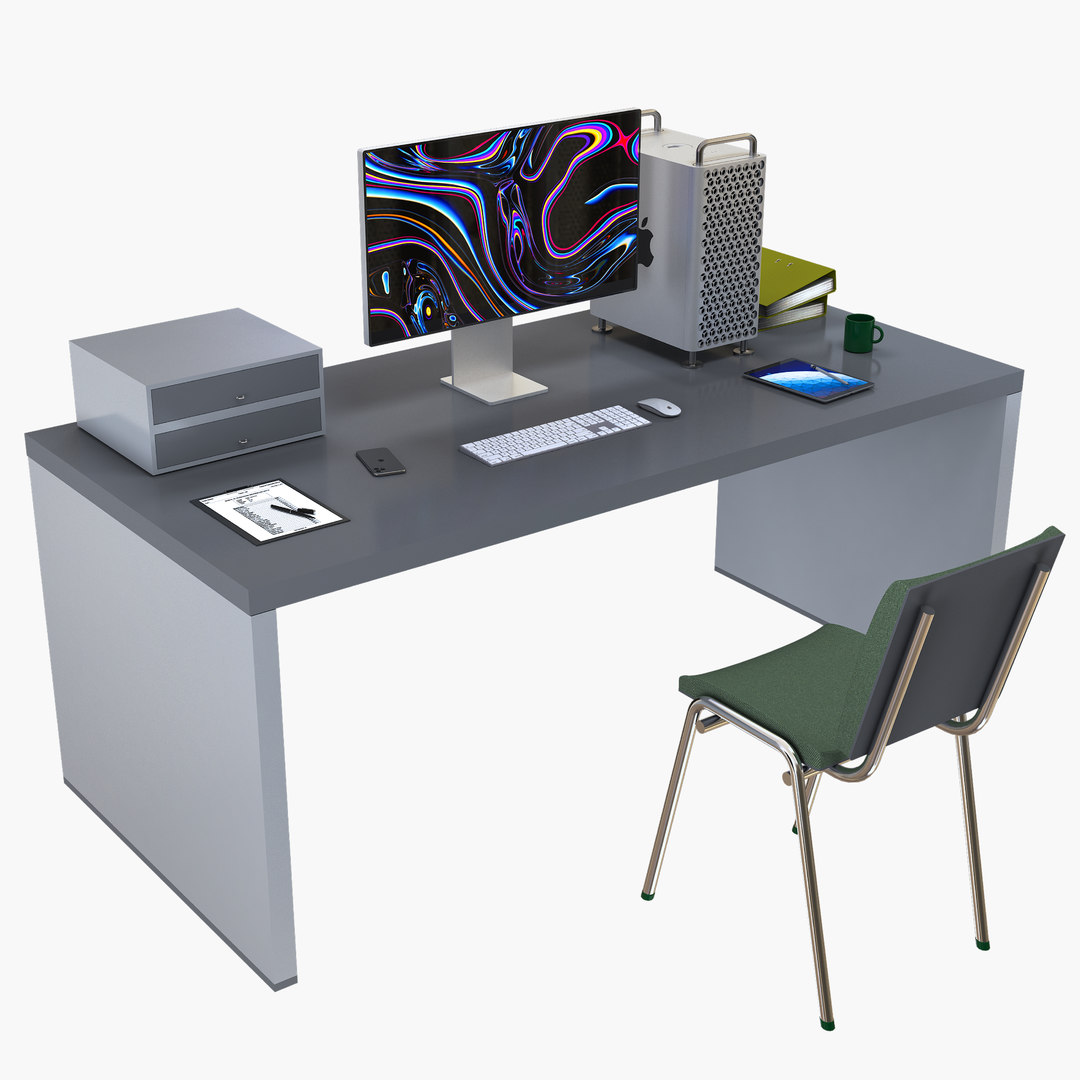3D desk workstation work - TurboSquid 1500898