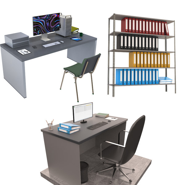 free desk office 3d model