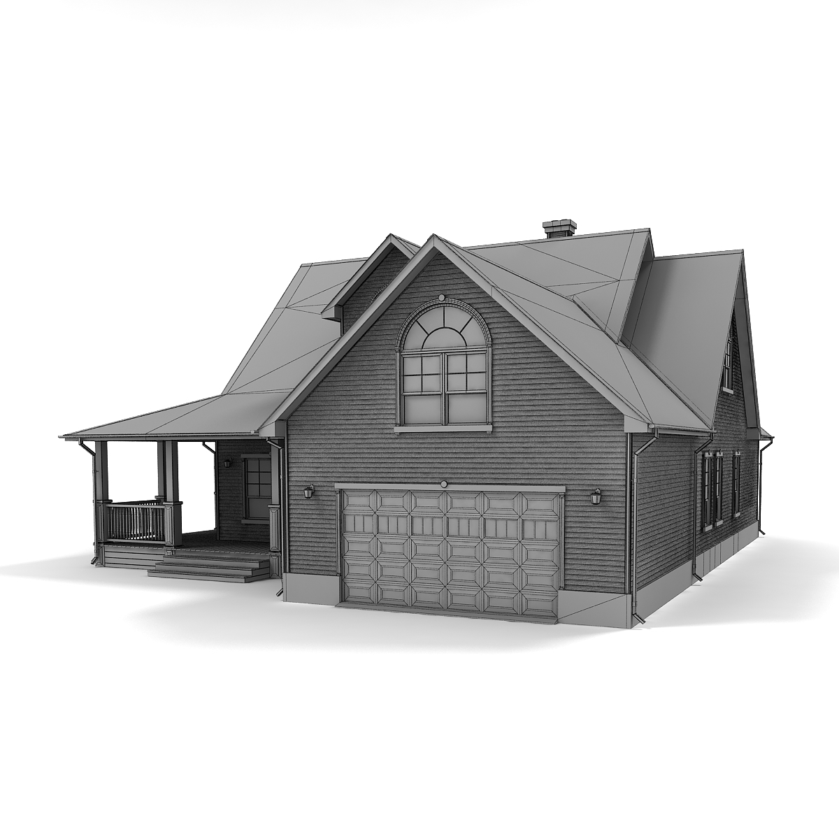 3d model two-story cottage