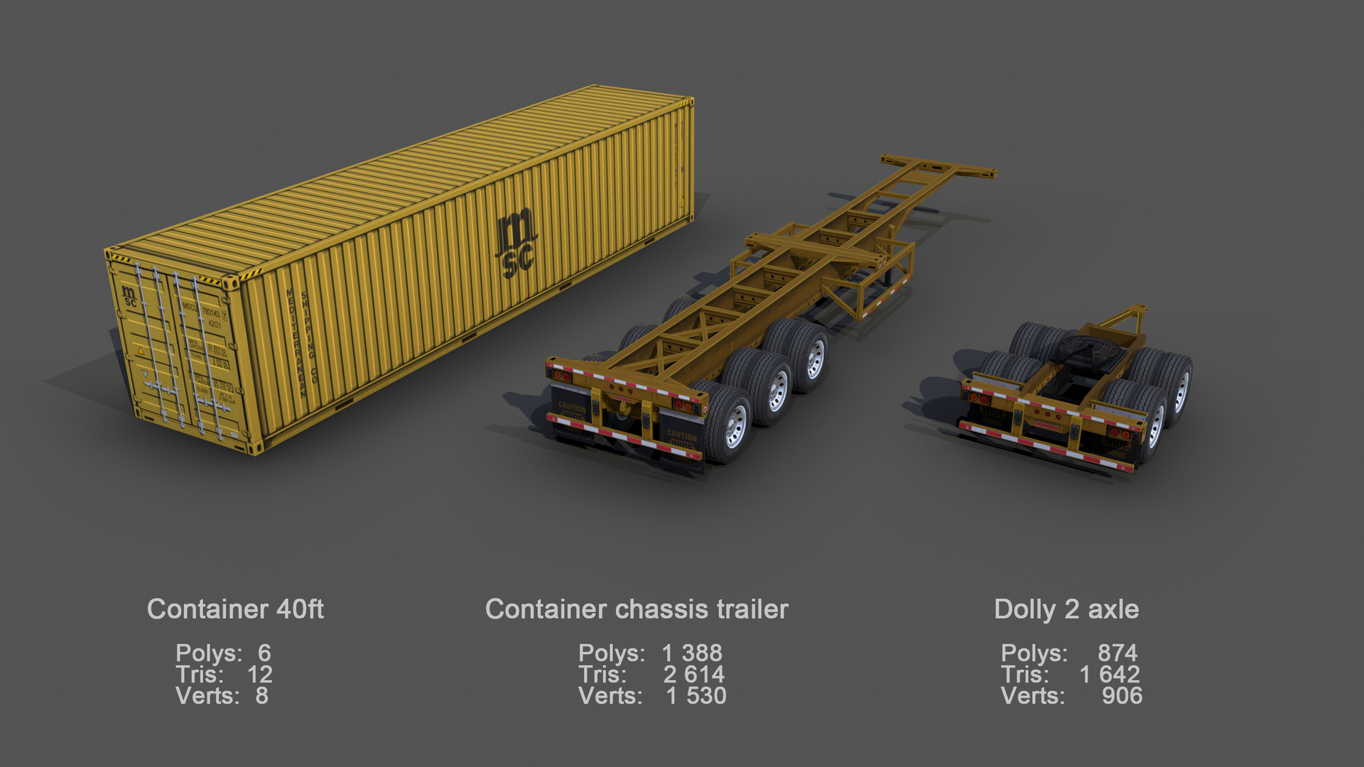 Container 40ft chassis trailer 3D model - TurboSquid 1502730