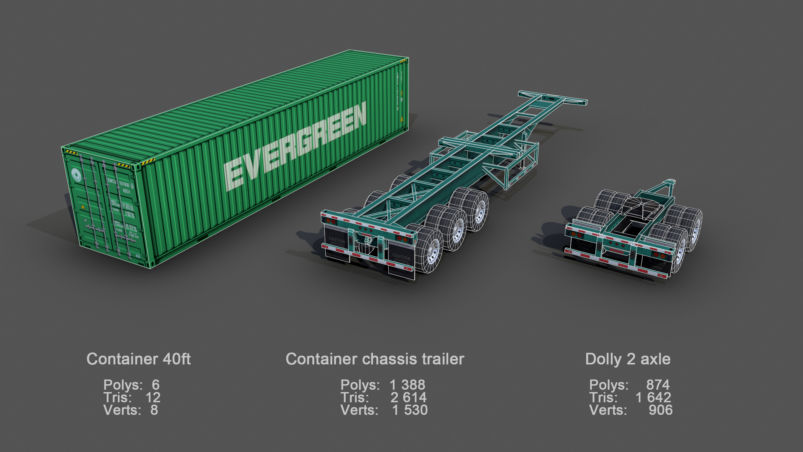 Container 40ft chassis trailer 3D model - TurboSquid 1502730