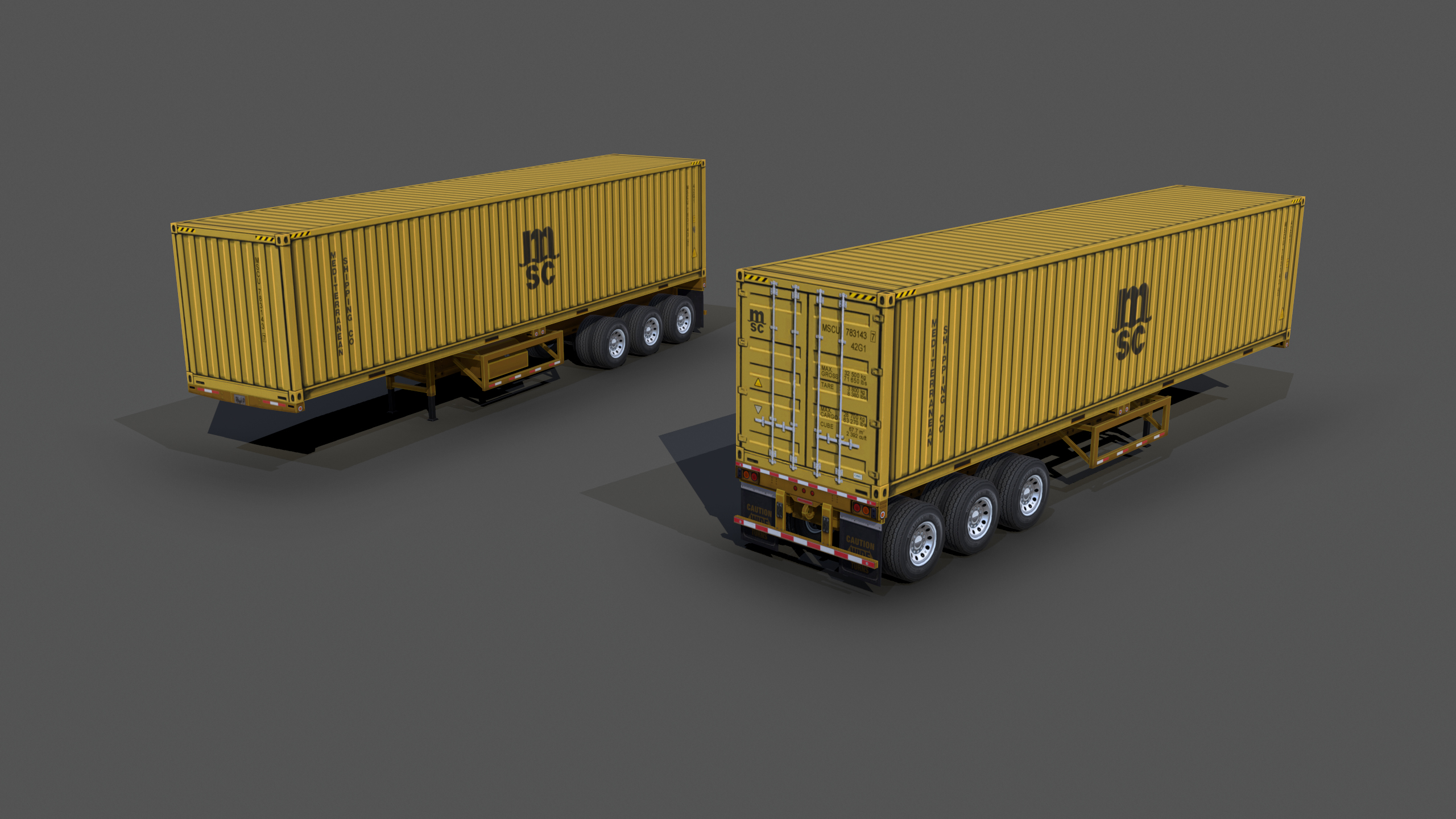 Container 40ft chassis trailer 3D model - TurboSquid 1502730