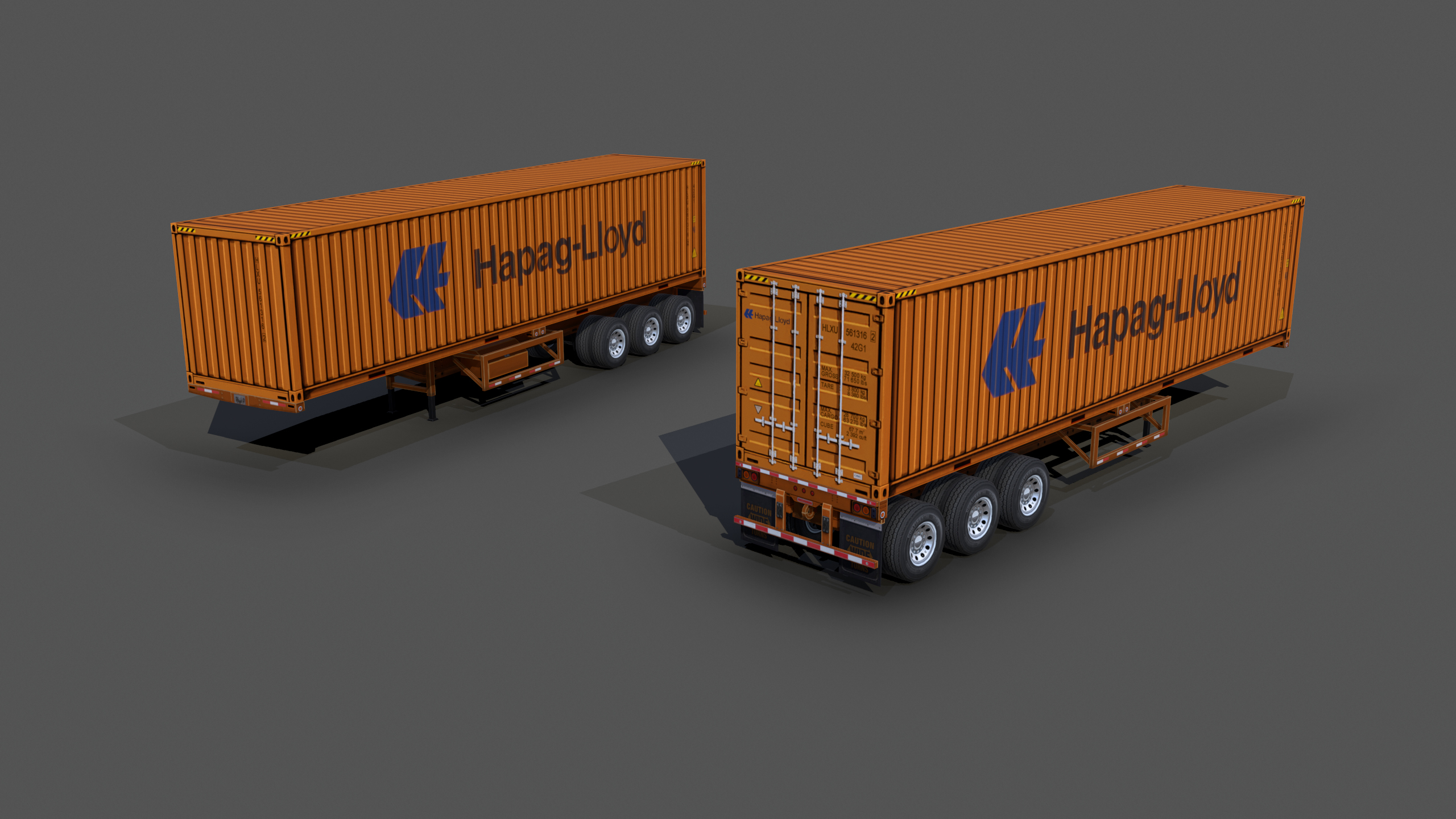 Container 40ft chassis trailer 3D model - TurboSquid 1502730