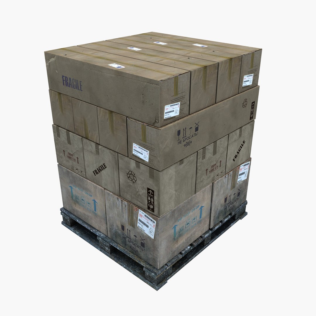 3D wooden pallet stacked boxes model - TurboSquid 1502902