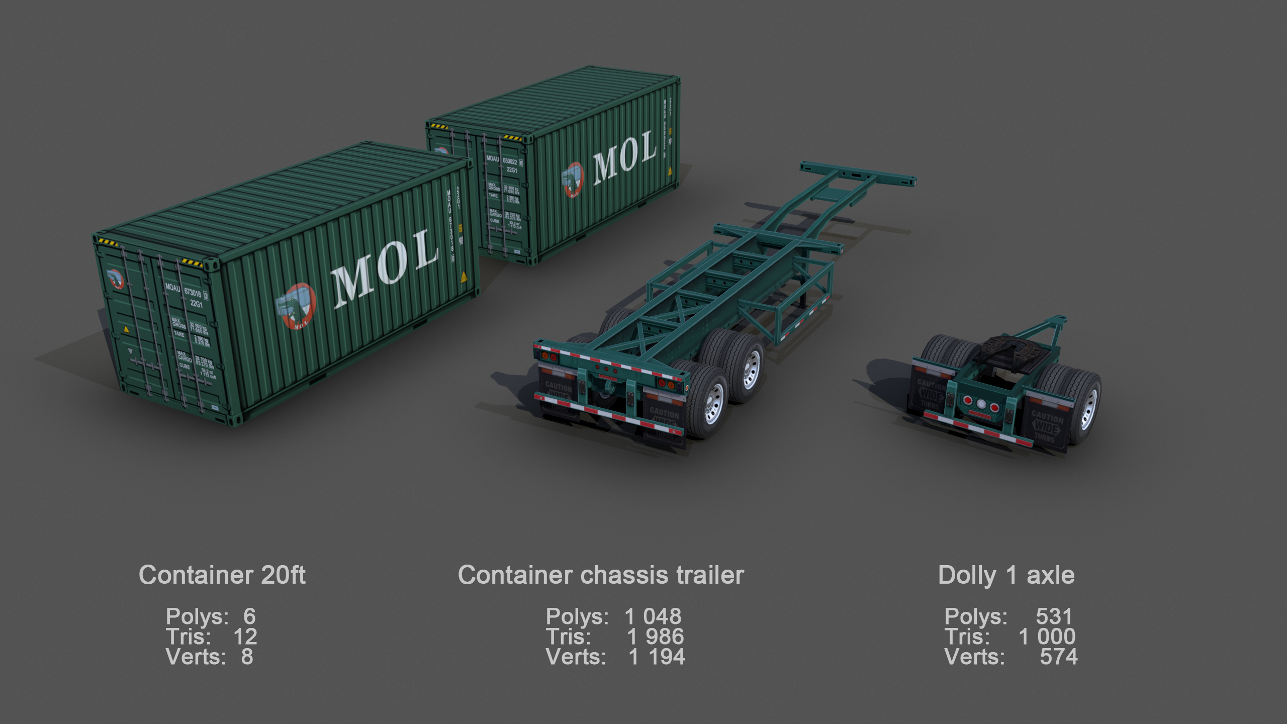 Container 20ft chassis trailer 3D model - TurboSquid 1503317
