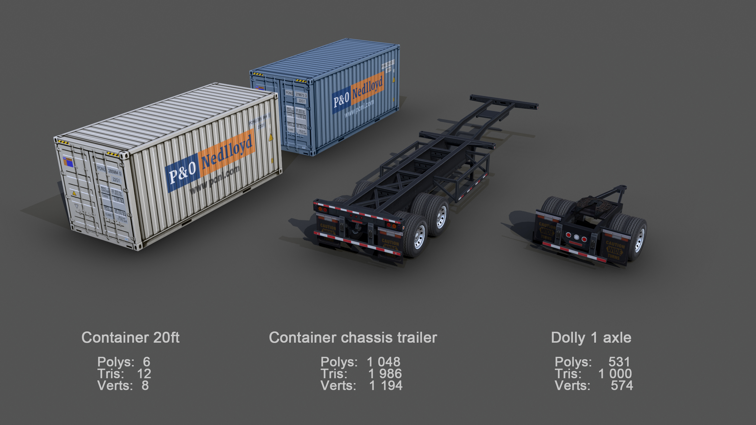 Container 20ft chassis trailer 3D model - TurboSquid 1503317