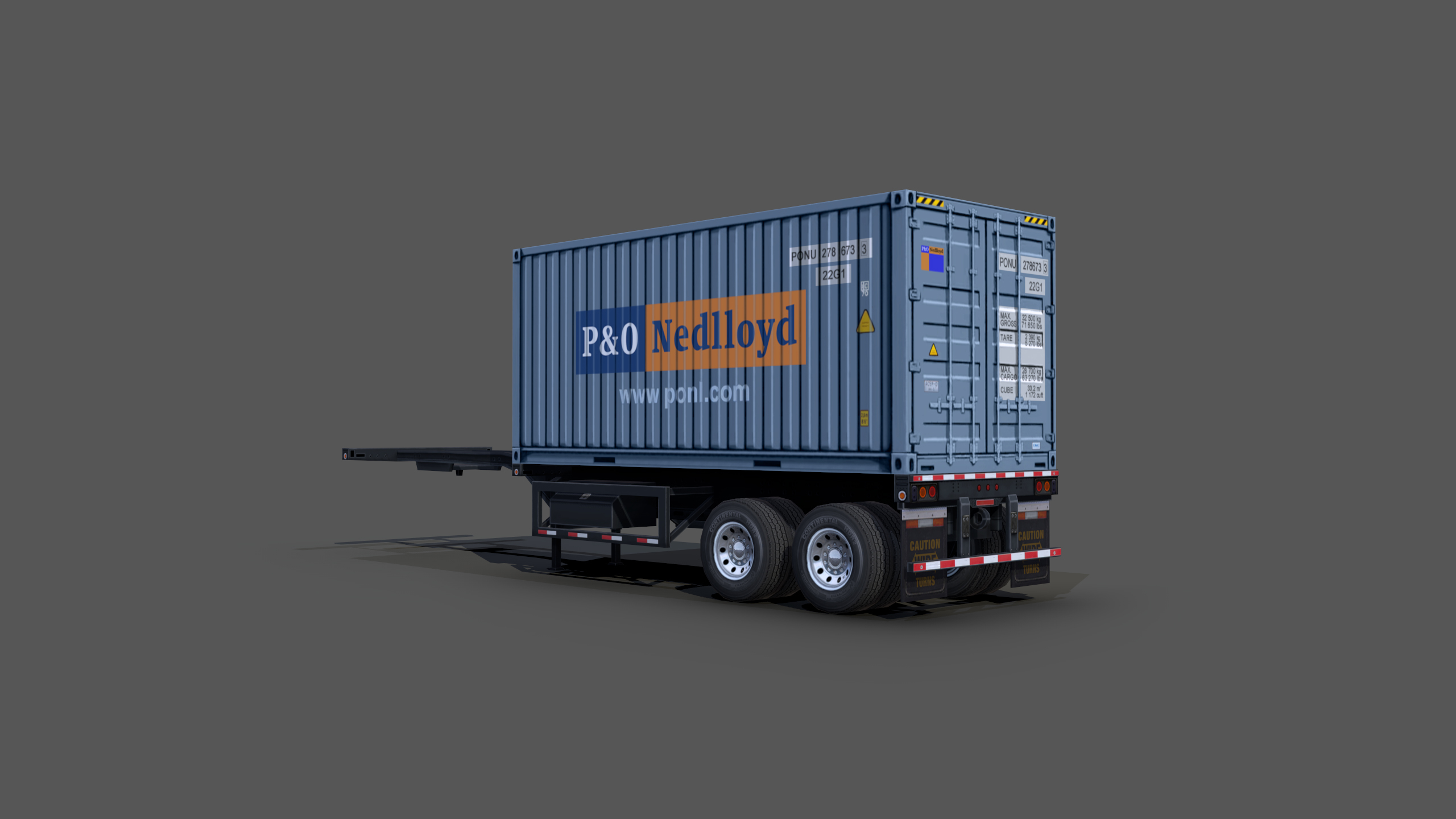 Container 20ft chassis trailer 3D model - TurboSquid 1503317