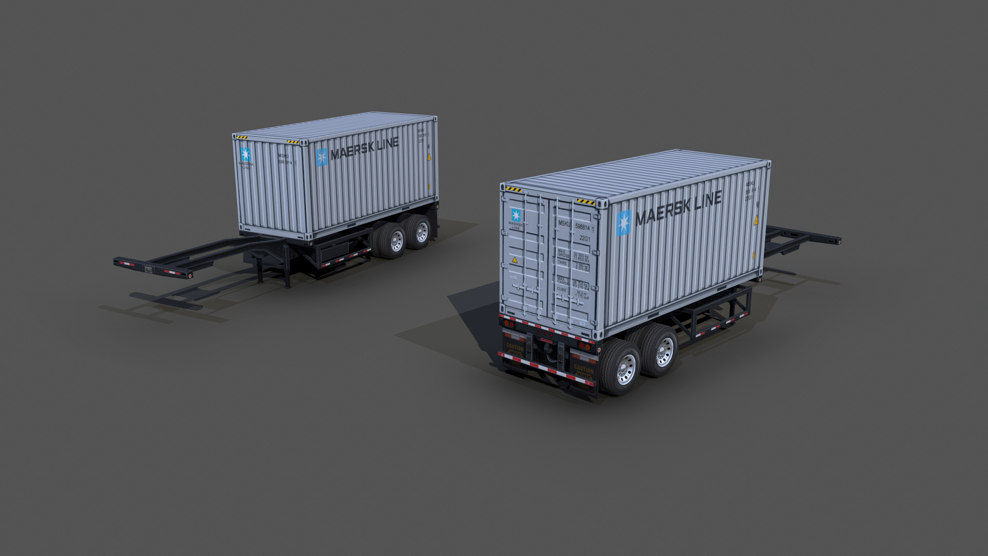 Container 20ft chassis trailer 3D model - TurboSquid 1503317