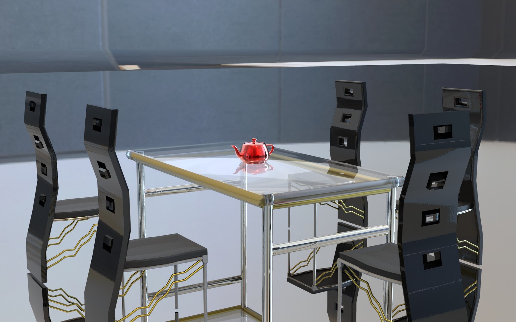 Modern Glass Table Chairs 3d Model Turbosquid 1503711