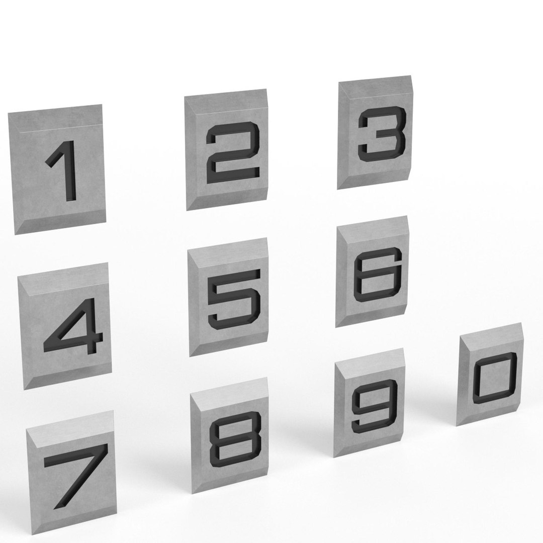 3D engraved numbers - TurboSquid 1486947