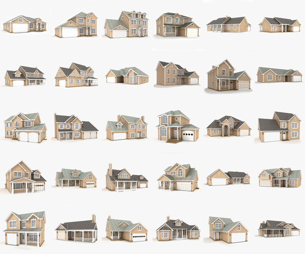 free 3ds model homes facade roof