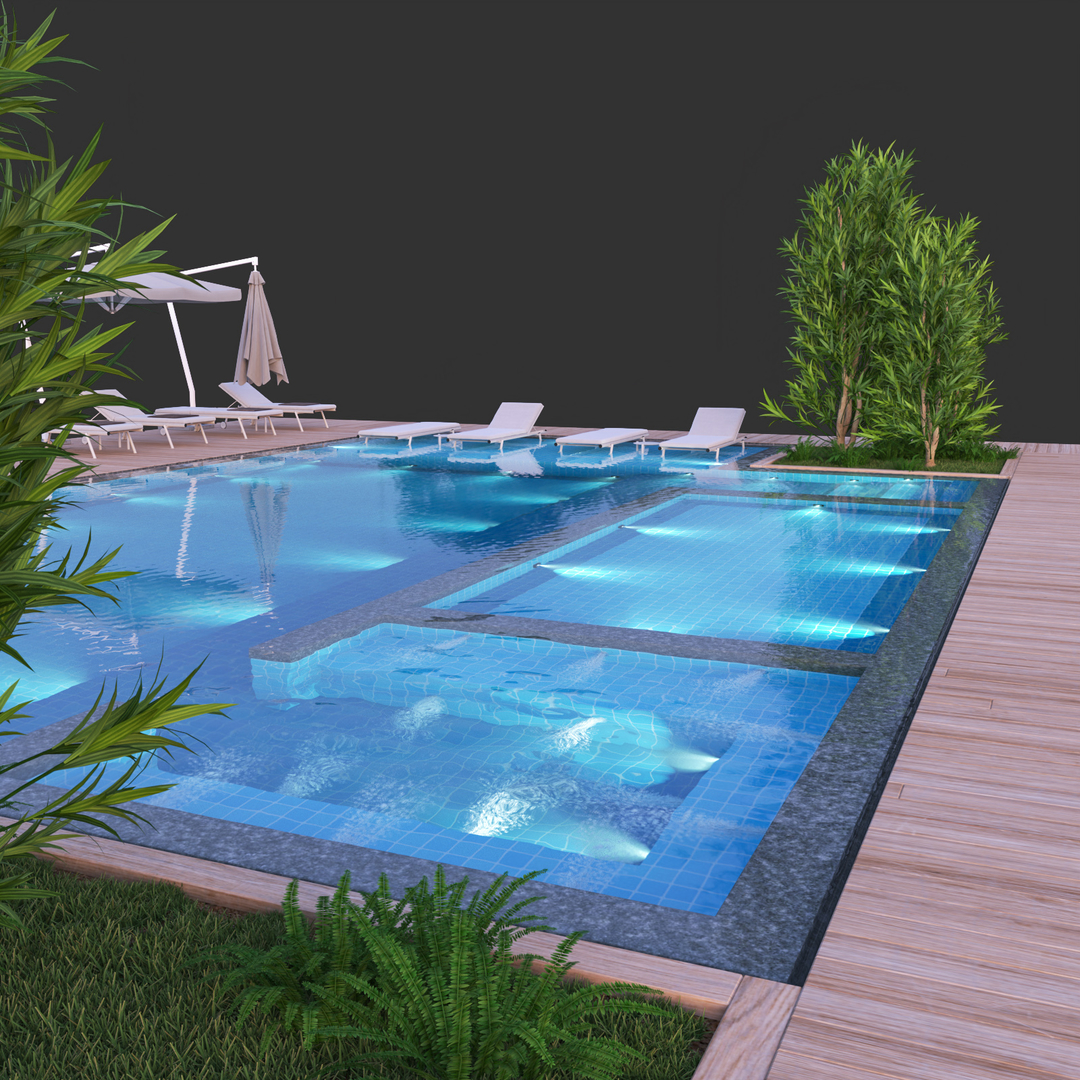 Sunbed swimming pool 3D model - TurboSquid 1505207