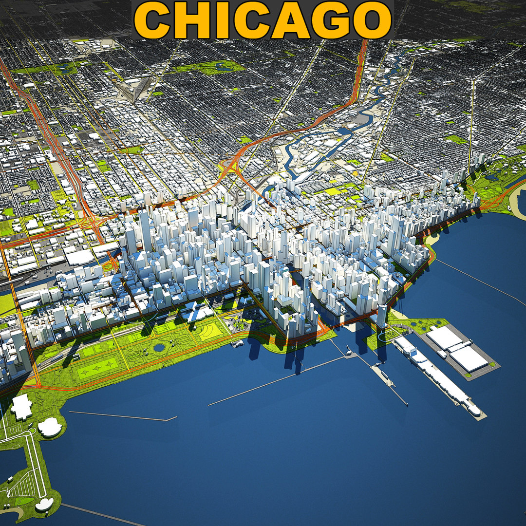 3D model chicago skyline - TurboSquid 1506068