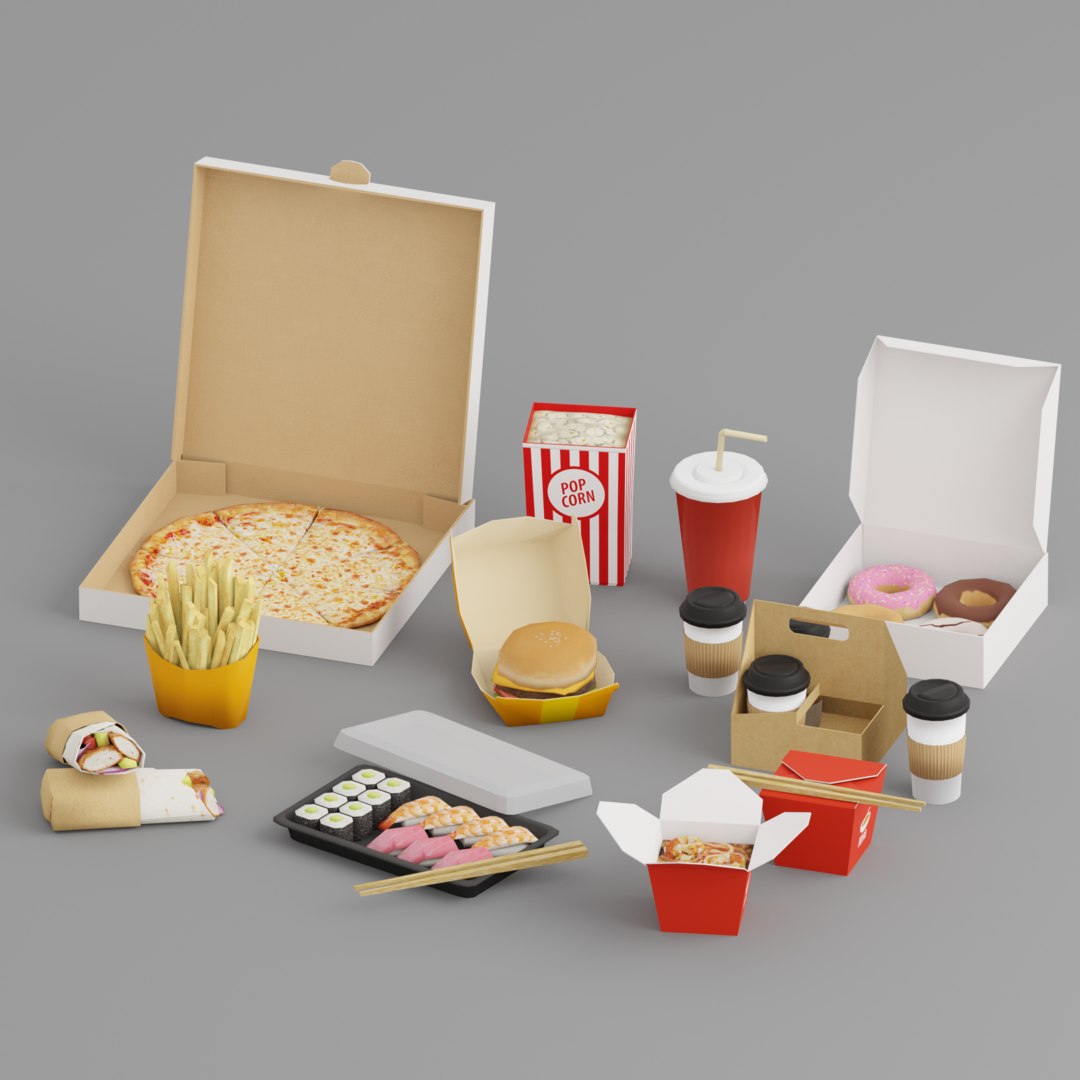 Takeaway food 3D model - TurboSquid 1506146